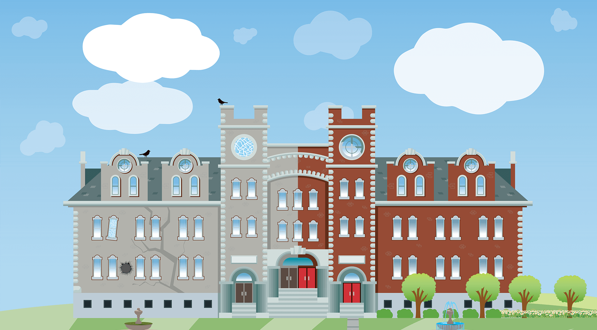 University Building Cartoon